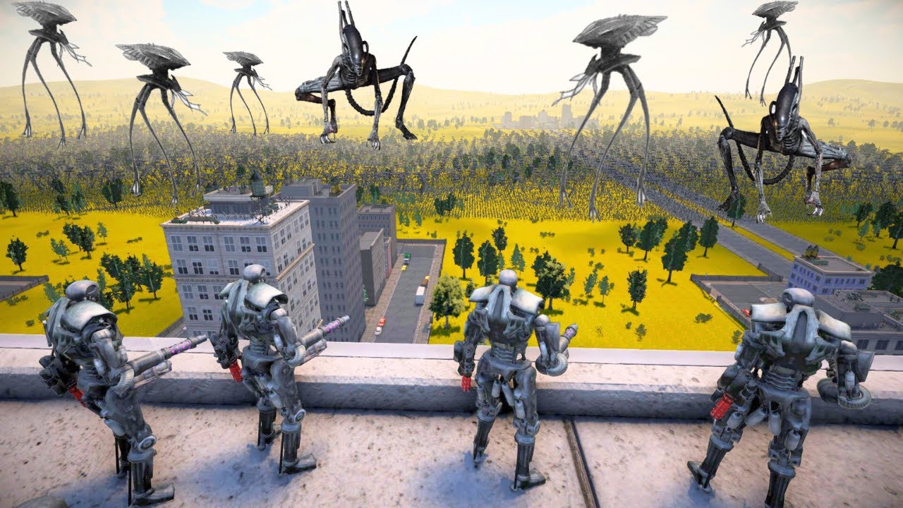 REVENGE !! XENOMORPHS & TRIPODS ATTACK TERMINATOR SKYNET !! | UEBS 2 ...