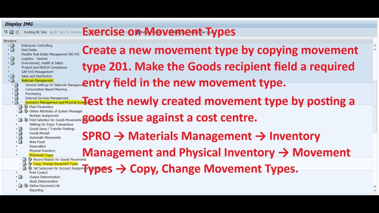 Create a new movement type by copying movement type 201 and Test the ...