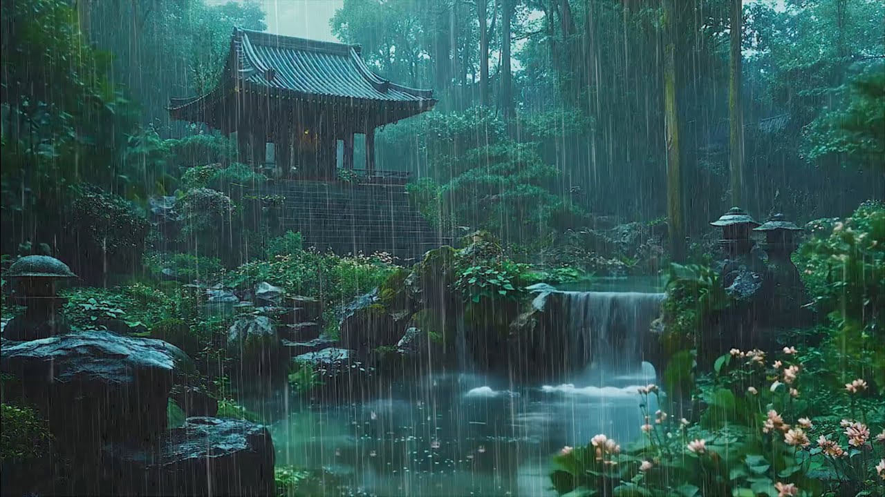 Release The Stress of The Day With rain Japanese Forest Temple, Finding ...