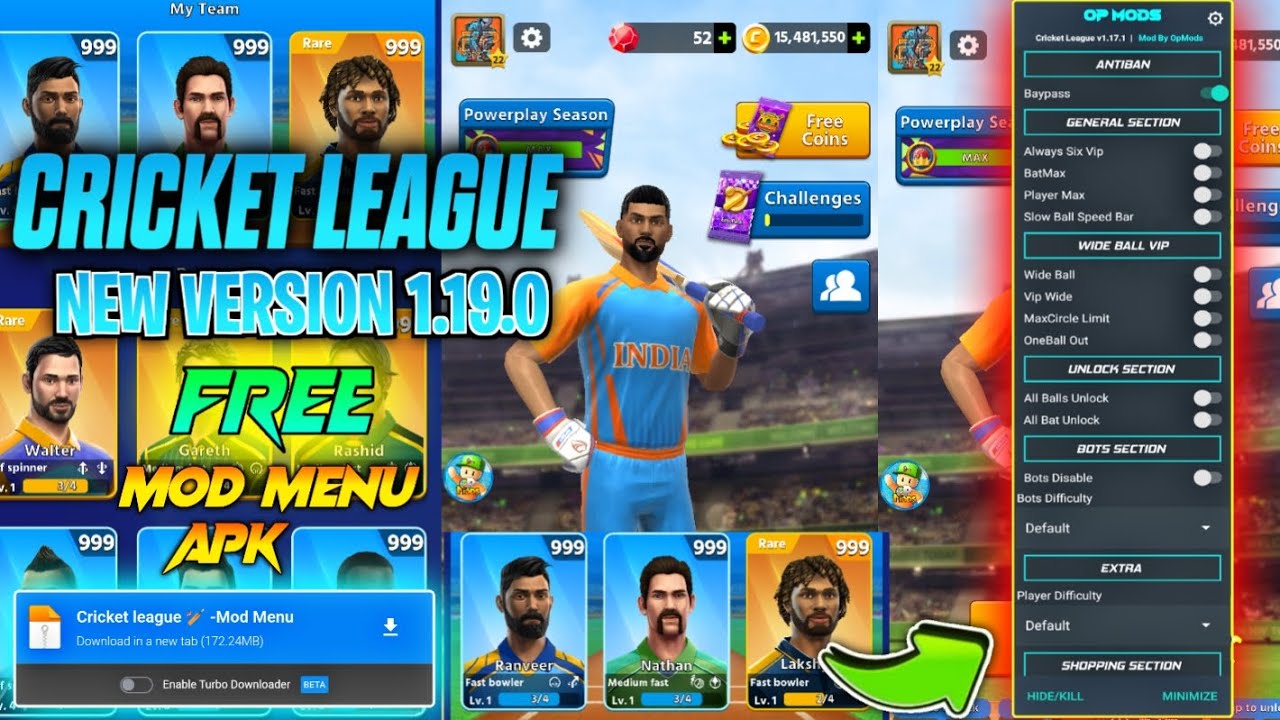 CRICKET LEAGUE MOD APK (UNLIMITED MONEY & GEMS ) LATEST VERSION 1.19.0 ...