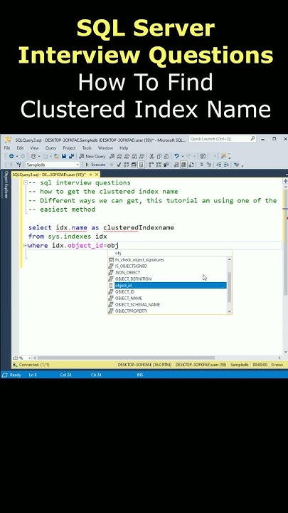 SQL performance interview questions find name of sql server clustered index # ...
