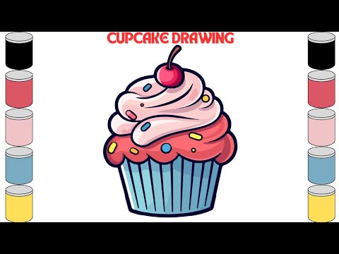 Draw And Color A Cupcake | Cupcake Drawing Tutorial For Beginners ...
