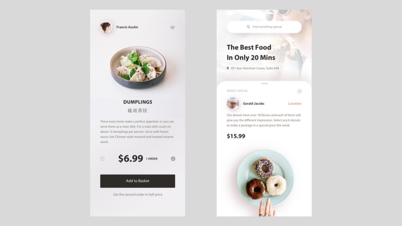 FlutterUI - Minimal Designs - Dumplings - Speed Code