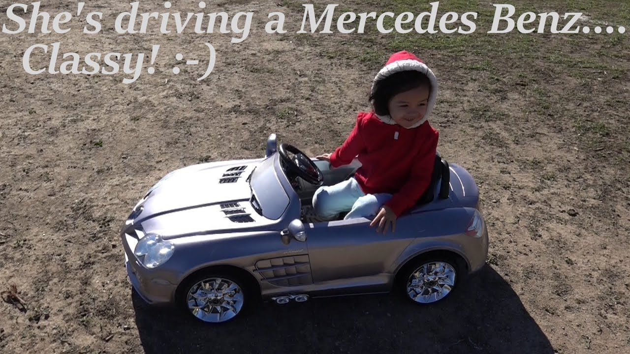Her First Time Driving a Mercedes-Benz Ride-On Power Wheels Toy Car ...