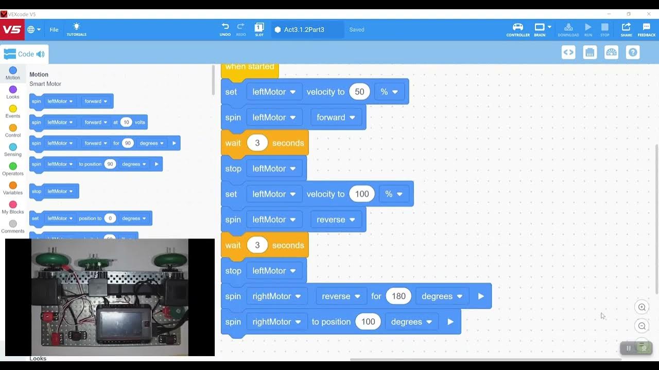 VEX V5 Activity 3.1.2 Part 3 - Spinning Ahead: Controlling Smart Motors - YouTube