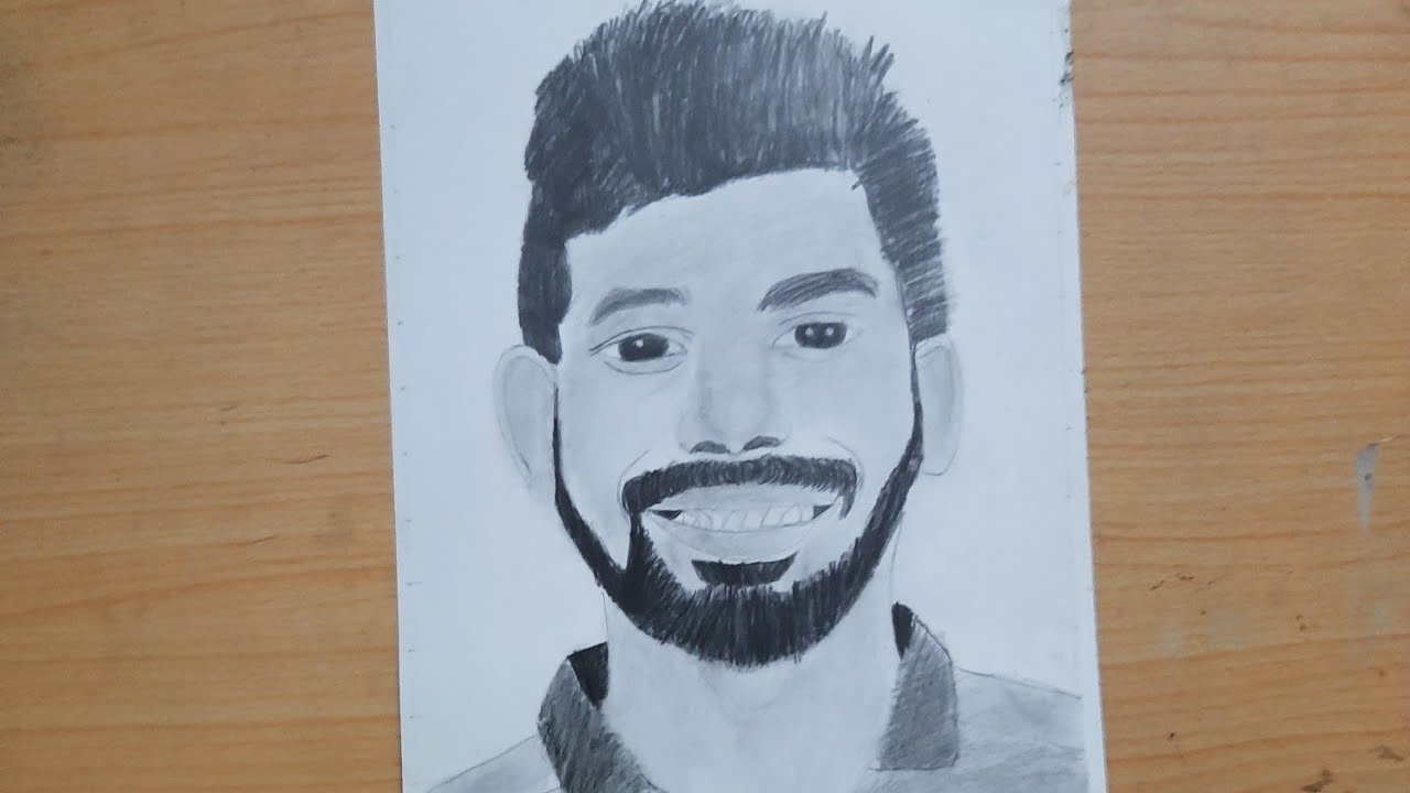 drawing of jasprit bumrah shading tutorial check link for tripod - YouTube