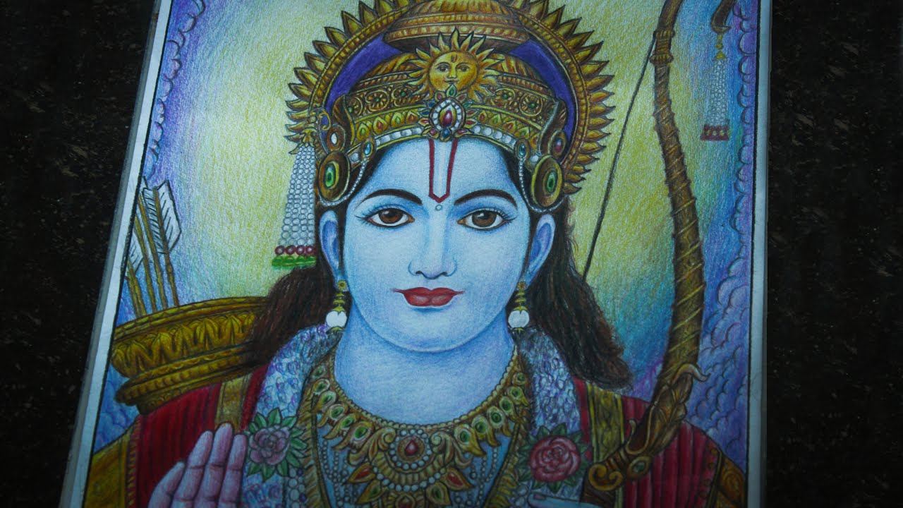 Shri Ram colour drawing part 1 / how to draw shri ram / colour pencile ...