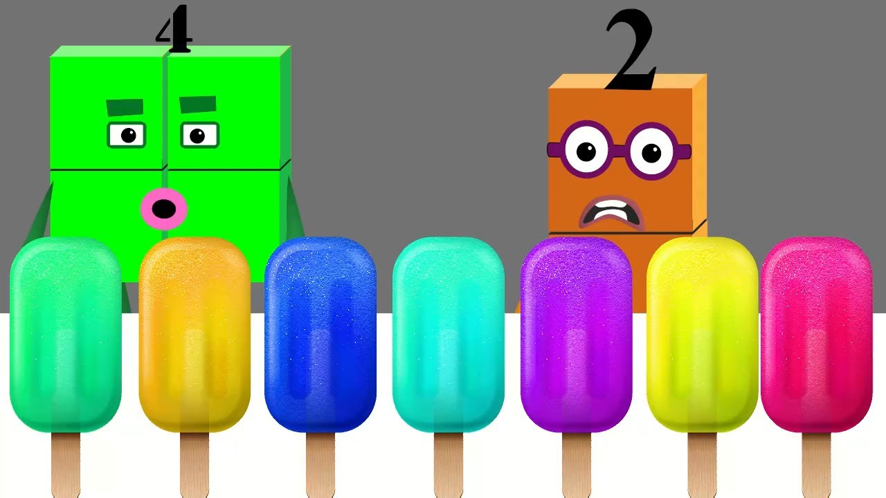 Numberblock Animation | Number Four and Number Two eating Rainbow Ice ...