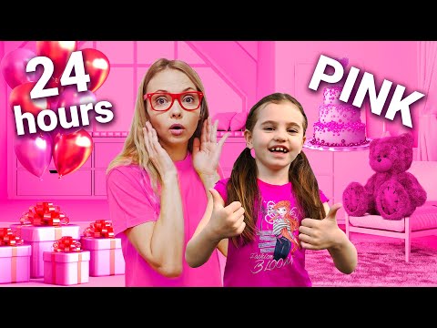 I Used Only PINK Colour For 24 Hours CHALLENGE 💖 Polina Fun