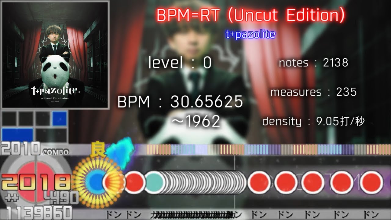 【太鼓さん次郎】BPM=RT (Uncut Editionあり)【創作譜面】[t+pazolite] - YouTube