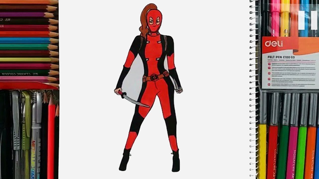 How to Draw the Deadpool Girl Costume Dress - YouTube