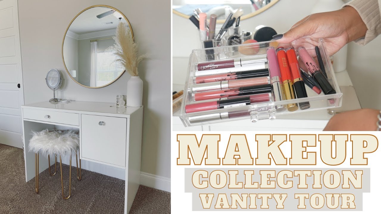 HOW TO ORGANIZE YOUR MAKEUP | MY Somewhat Minimalist Makeup Vanity Tour ...