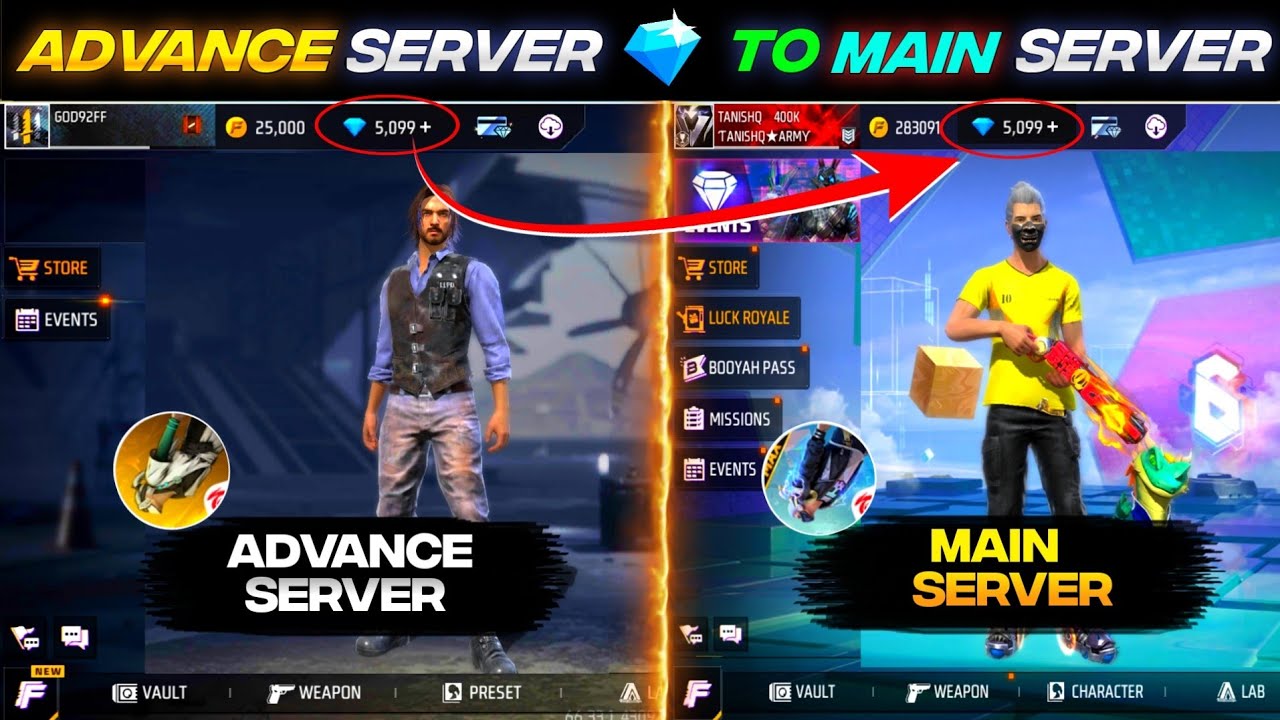 HOW TO TRANSFER ADVANCE SERVER DIAMOND TO MAIN ID SERVER |ADVANCE ...
