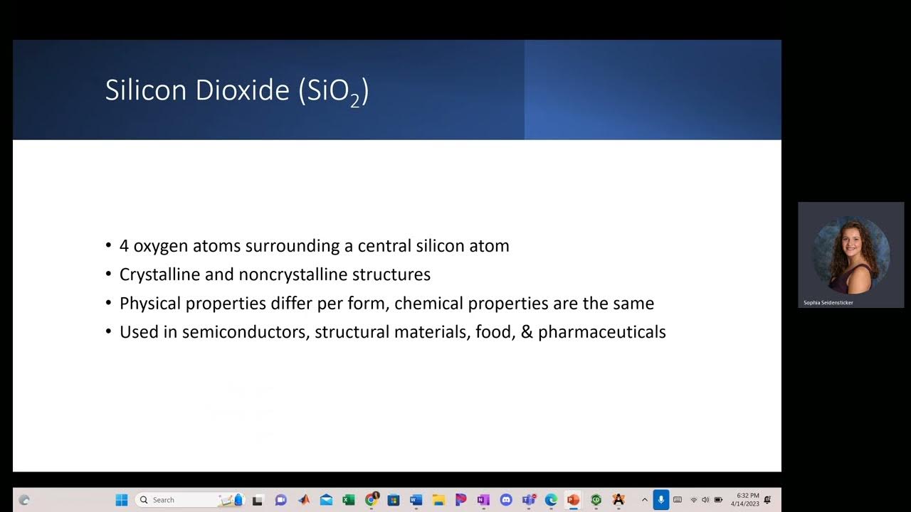 Sophia Seidensticker presents her project on Crystalline vs Amorphous SiO2 - YouTube