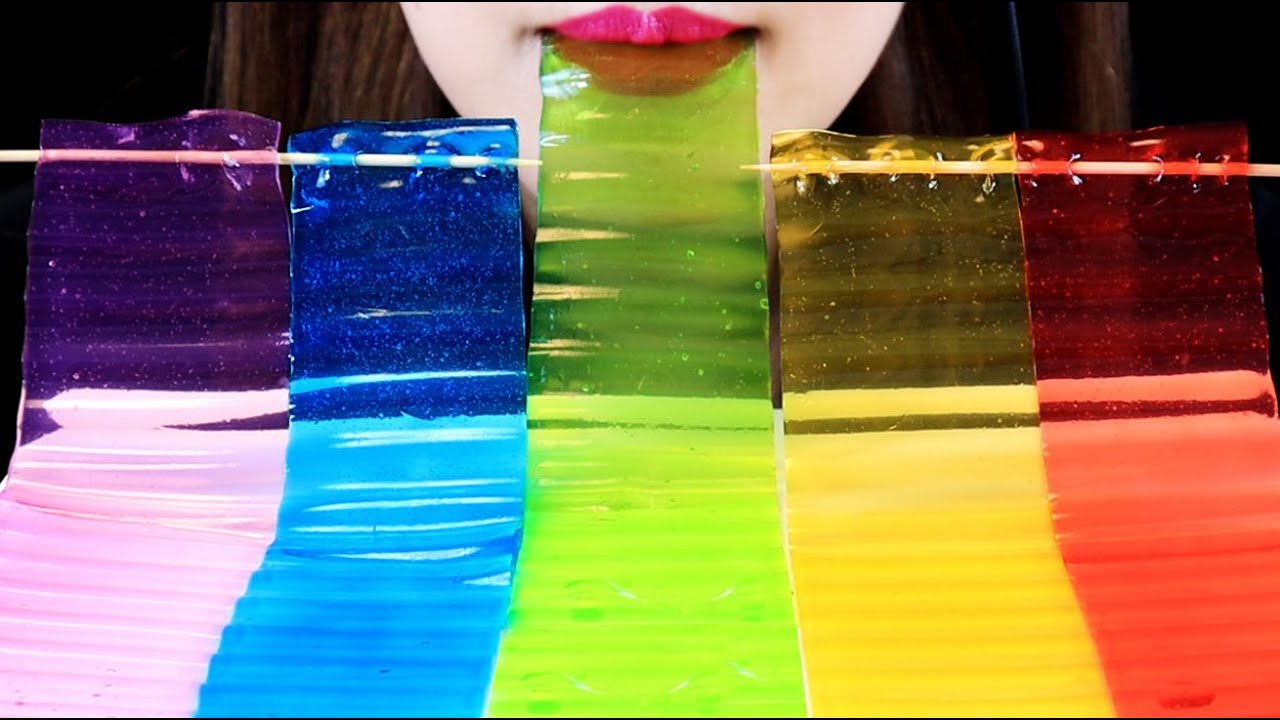 ASMR RAINBOW SHEET JELLY GALAXY CANDY POPPING CANDY WAVE JELLY 레인보우 시트 ...