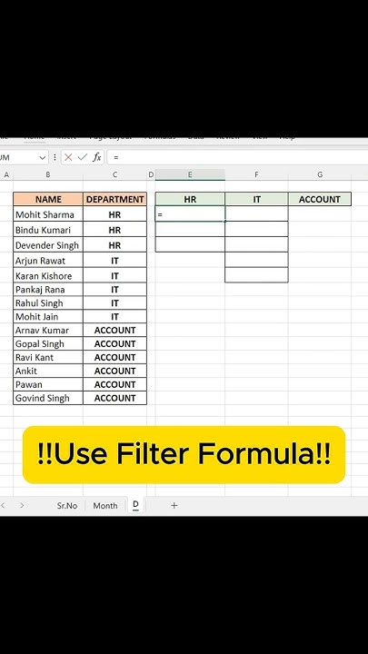 How to use Filter Formula in MS Excel! #exceltricks #filter #advanced # ...