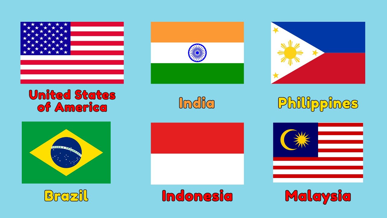 Countries Names and Their Flags | Learn Flags with Fun | Countries ...