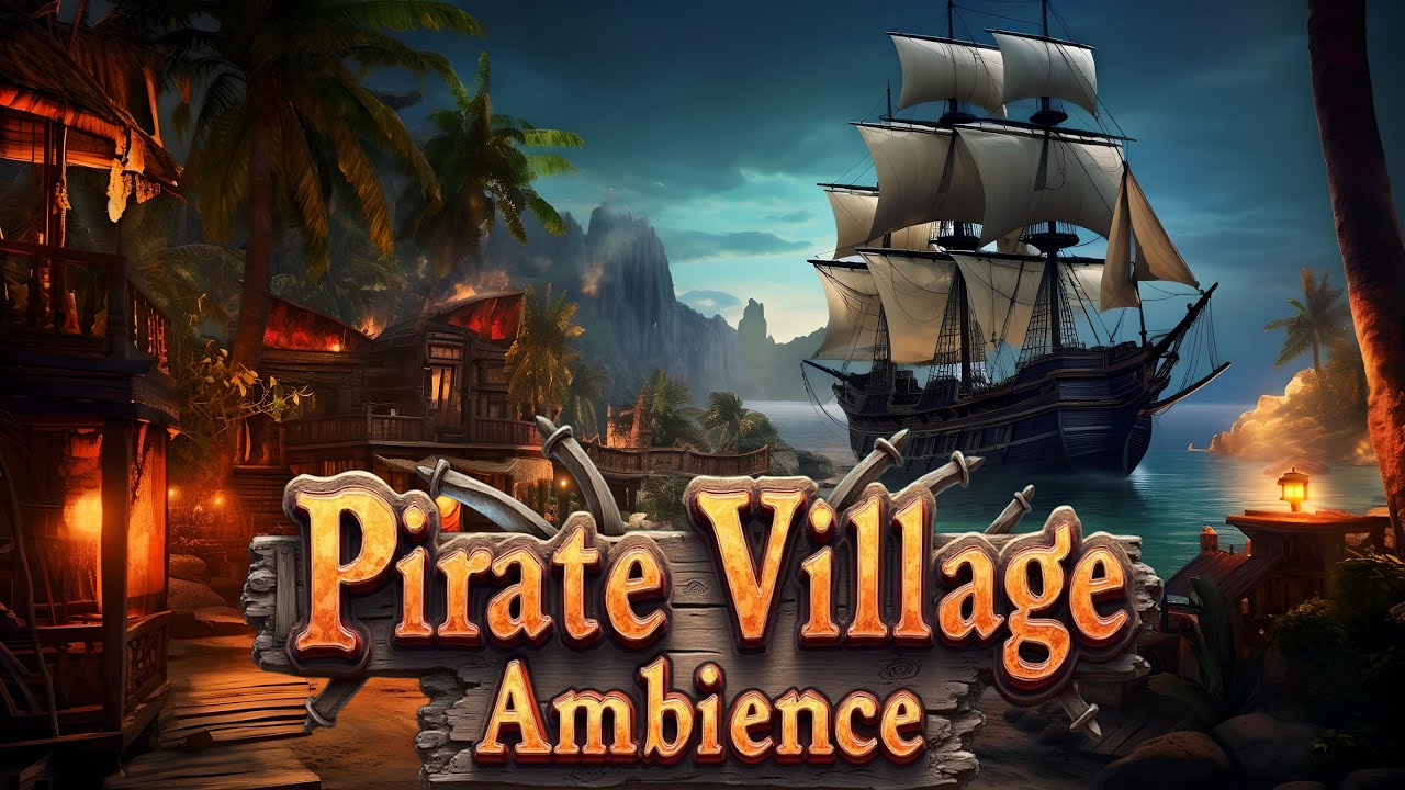 Pirate Village Ambience | Pirate Music with Ocean Waves, Creaky Ship ...