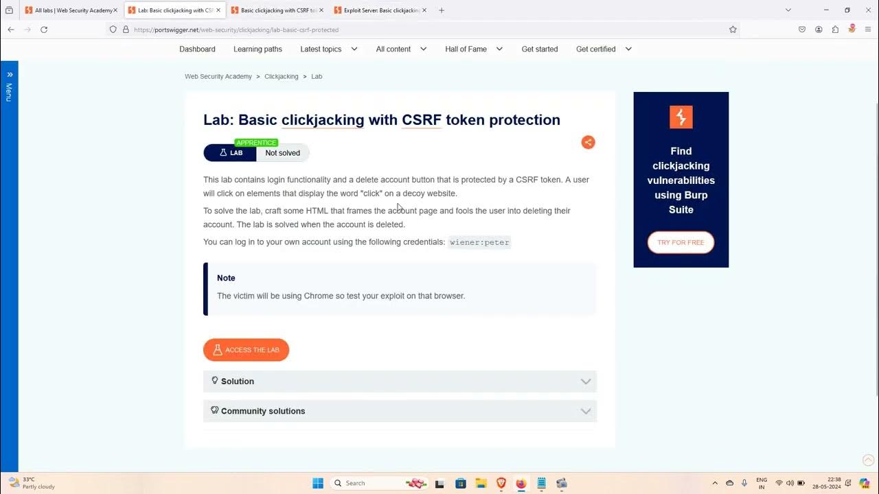 Basic clickjacking with CSRF token protection - YouTube