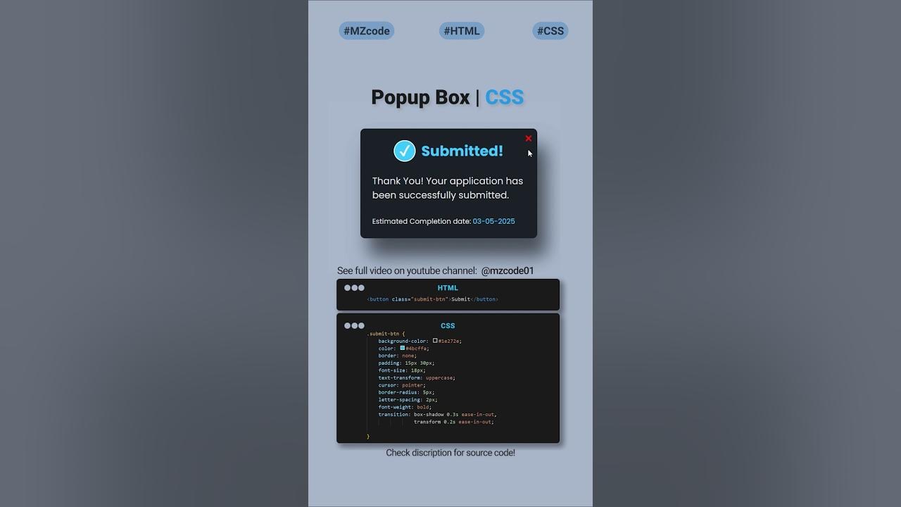 Popup Box | CSS Tips & Tricks #css #coding #shorts #webdesign #cssshorts #codinglife #html # ...