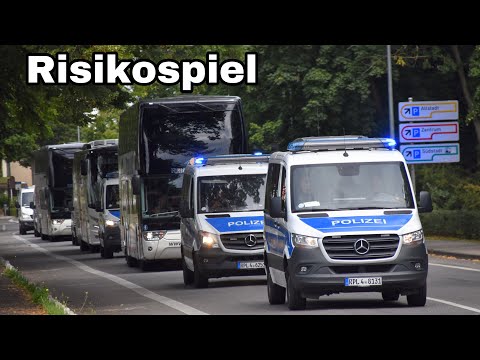 [DFB Risikospiel] Arminia Bielefeld Fanbus-Eskorte mit Polizei durch Koblenz
