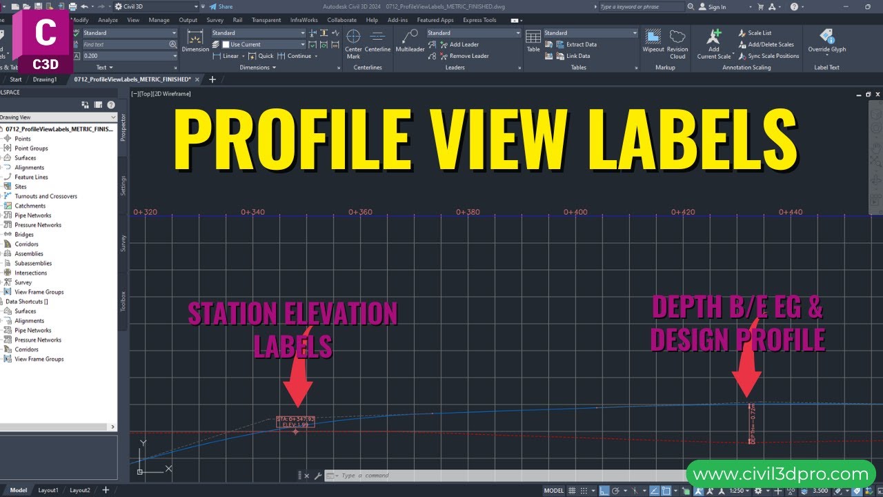 7.12A How to Add Station Elevation Labels to Profile View in Civil 3d ...