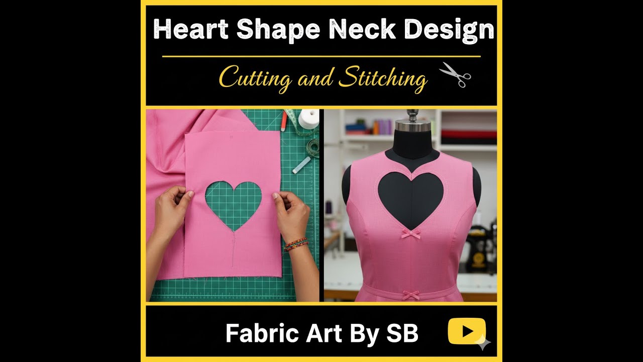 Heart Shape Neck Design Cutting and Stitching | Easy Heart Neck Pattern ...