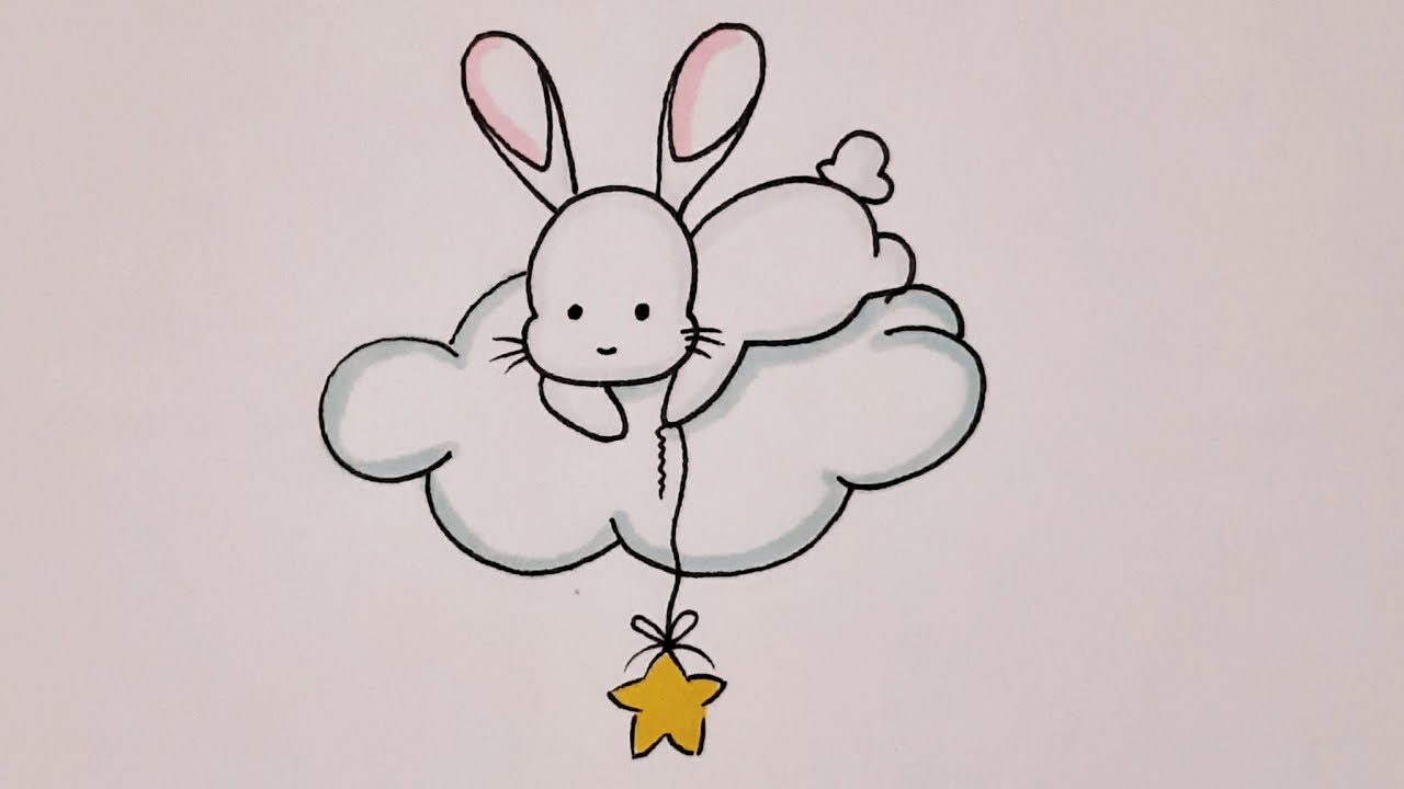 Как нарисовать МИЛОГО ЗАЙЧИКА НА ОБЛАКЕ How To Draw A Cute Bunny On A