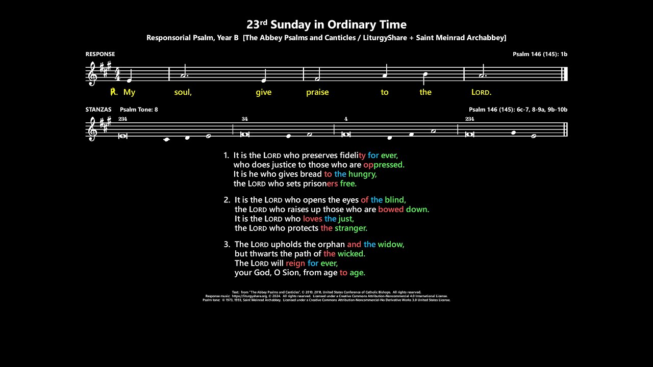 23rd Sunday in Ordinary Time: Responsorial Psalm, Year B [Abbey ...