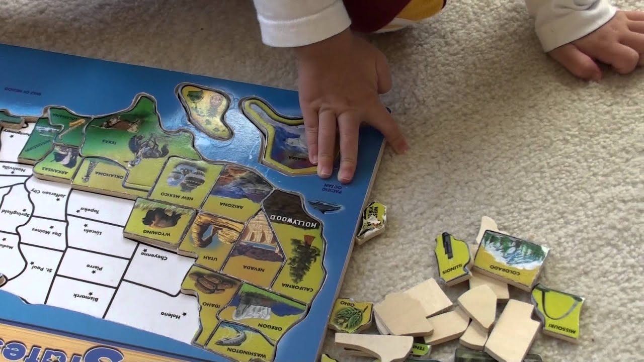 Jason completed USA map puzzle @ 26 months - YouTube