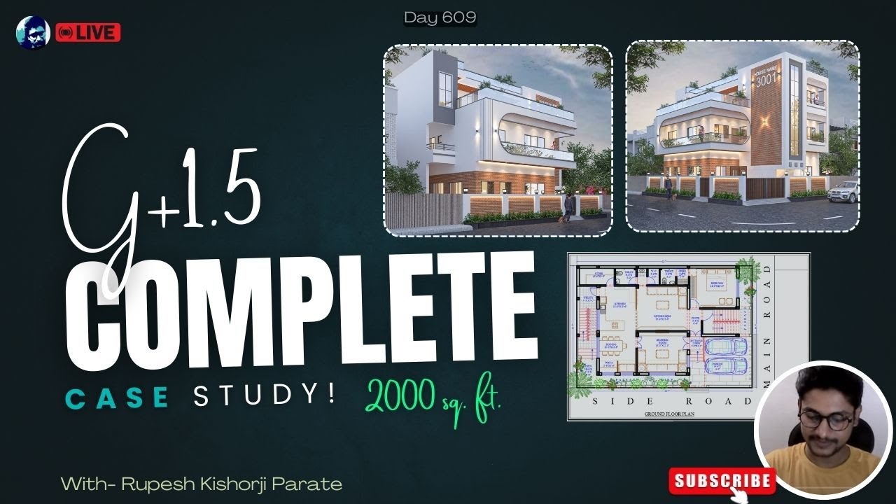 G+1.5 Building Full Case Study: Step by Step Design Process | 2000 Sq ...