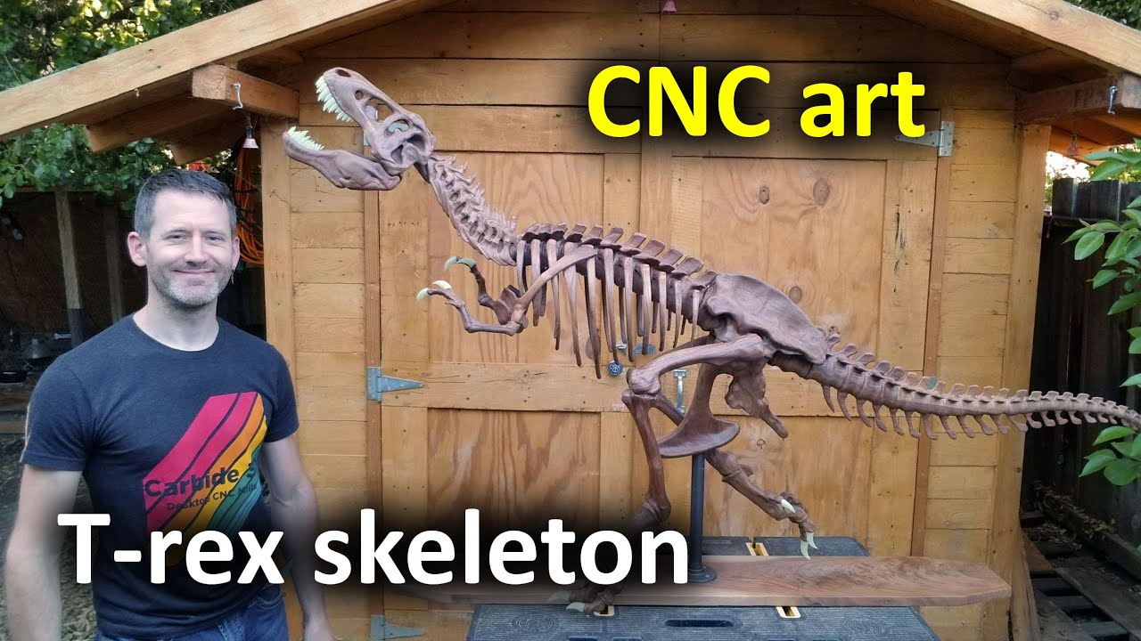CNC carving a huge T-rex skeleton with the Shapeoko XXL - YouTube