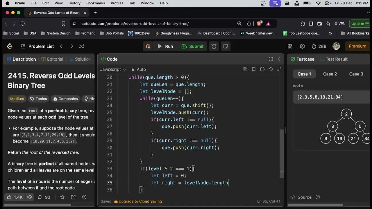 2415. Reverse Odd Levels of Binary Tree || Leetcode POTD || BFS, DFS || DSA in Javascript - YouTube