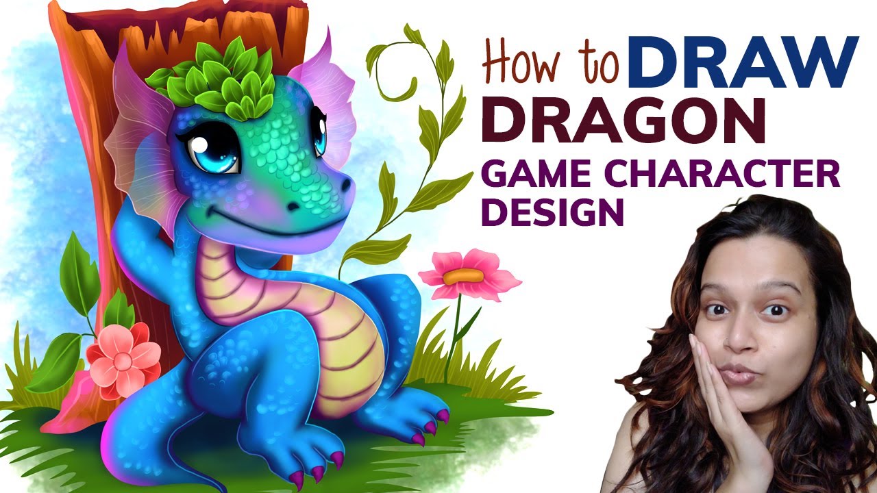 How to draw a dragon! | Game character design | Step by step process ...