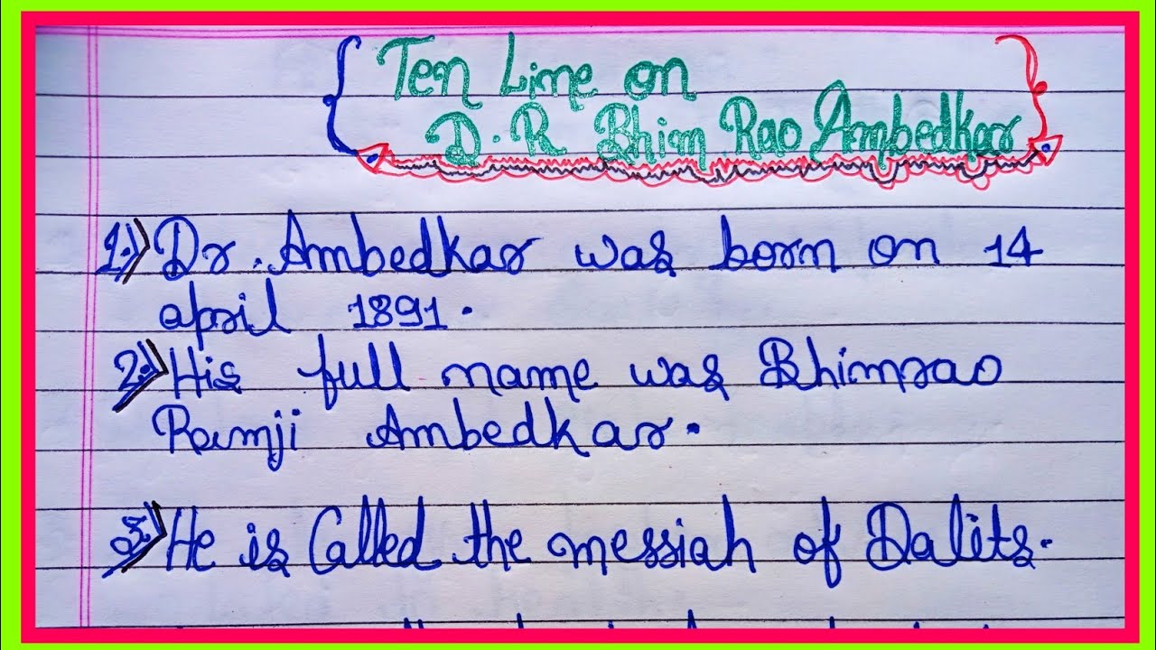 10 line on Dr bhimrao Ambedkar in English |bheemrav Ambedkar per ...