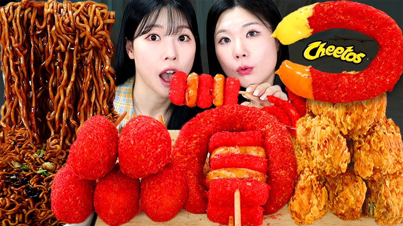 ASMR MUKBANG| 직접 만든 치토스 치킨 치즈스틱 핫도그 짜파게티 먹방 & 레시피 CHEETOS CHICKEN AND ...