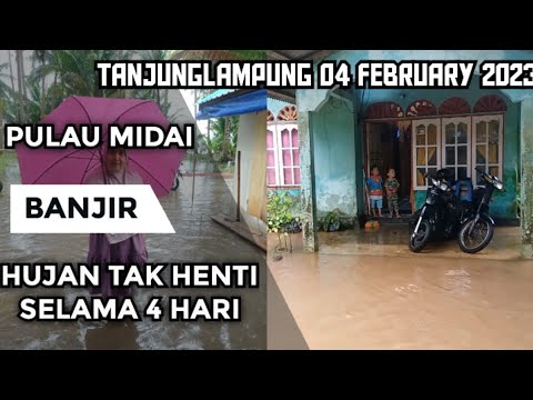 SUASANA DI PULAU MIDAI YANG TERGENANG BANJIR DI TANJUNG LAMPUNG AIR ...