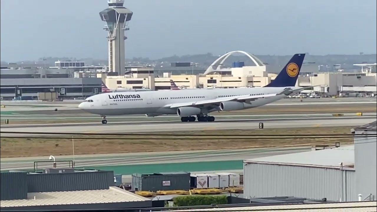 Lufthansa 450 Landing At LAX A340 - YouTube