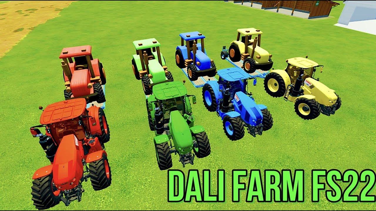 MINI TRACTORS OF COLORS ! HUGE tractors TRANSPORTING with FRONT LOADERS ...