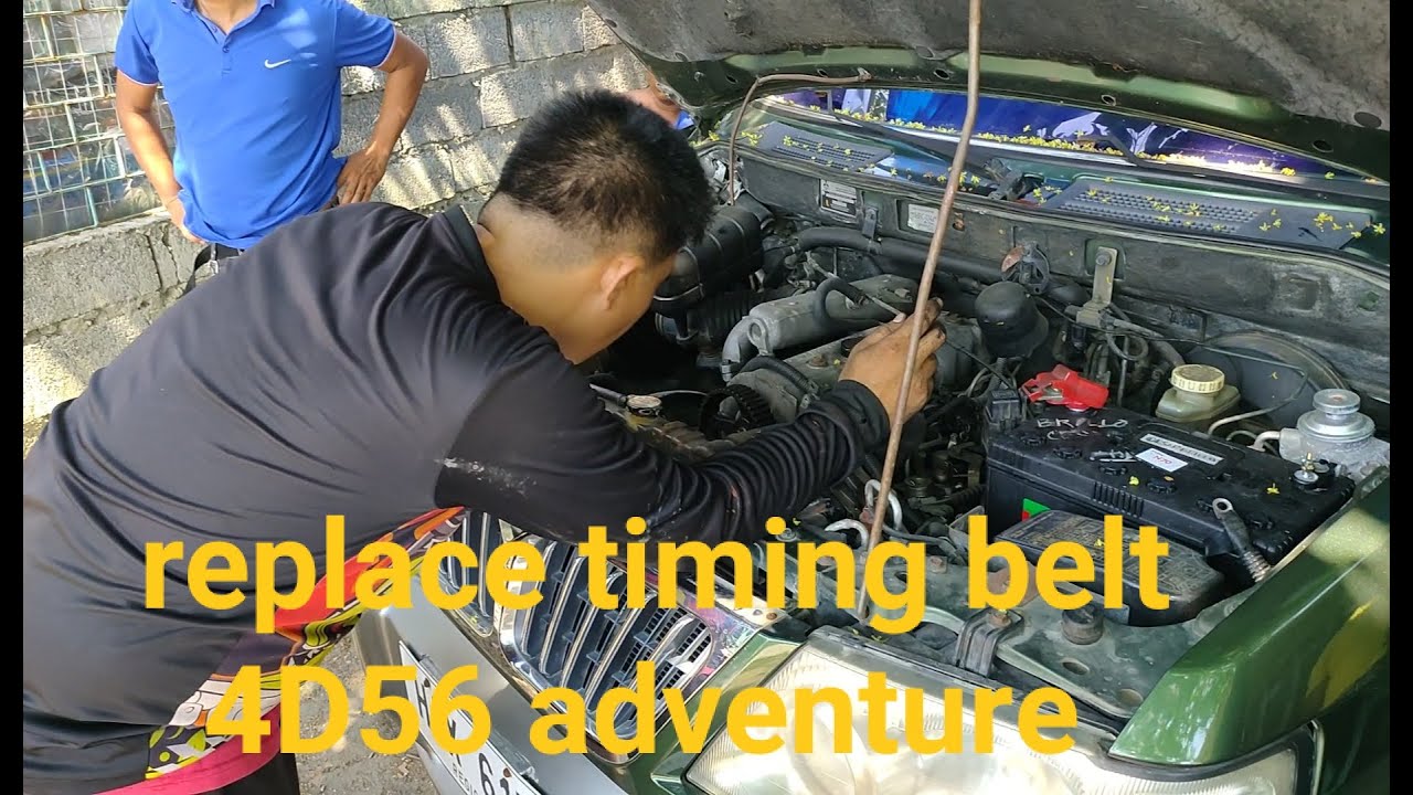 Replace timing belt (4D56 Adventure) - YouTube