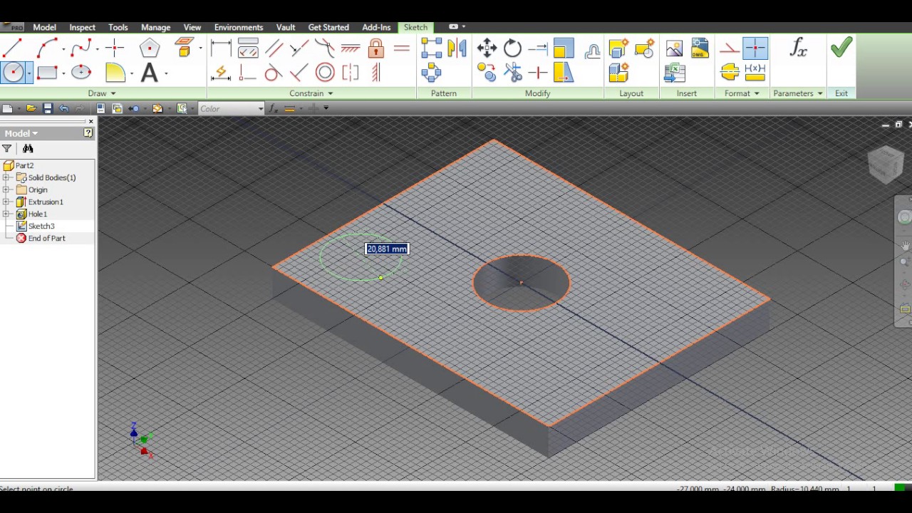 tutorial inventor soal lks 2014 teknik pemesinan .part 5 - YouTube