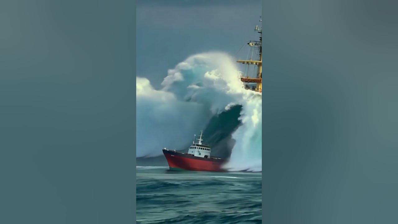 Boat Disappears After Wave Strikes! #ocean #oceanship #scaryocean - YouTube