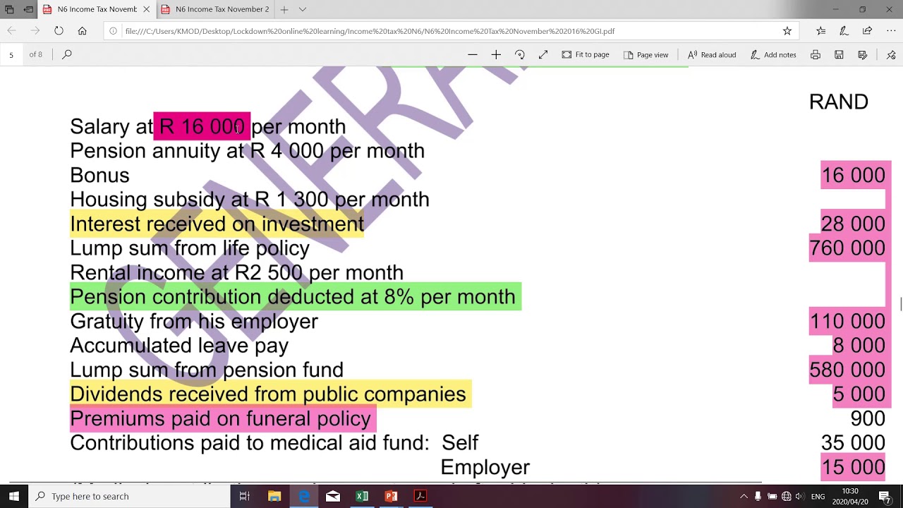 Income Tax N6 (Calculation of Tax Liability-NP Retirement fund ...