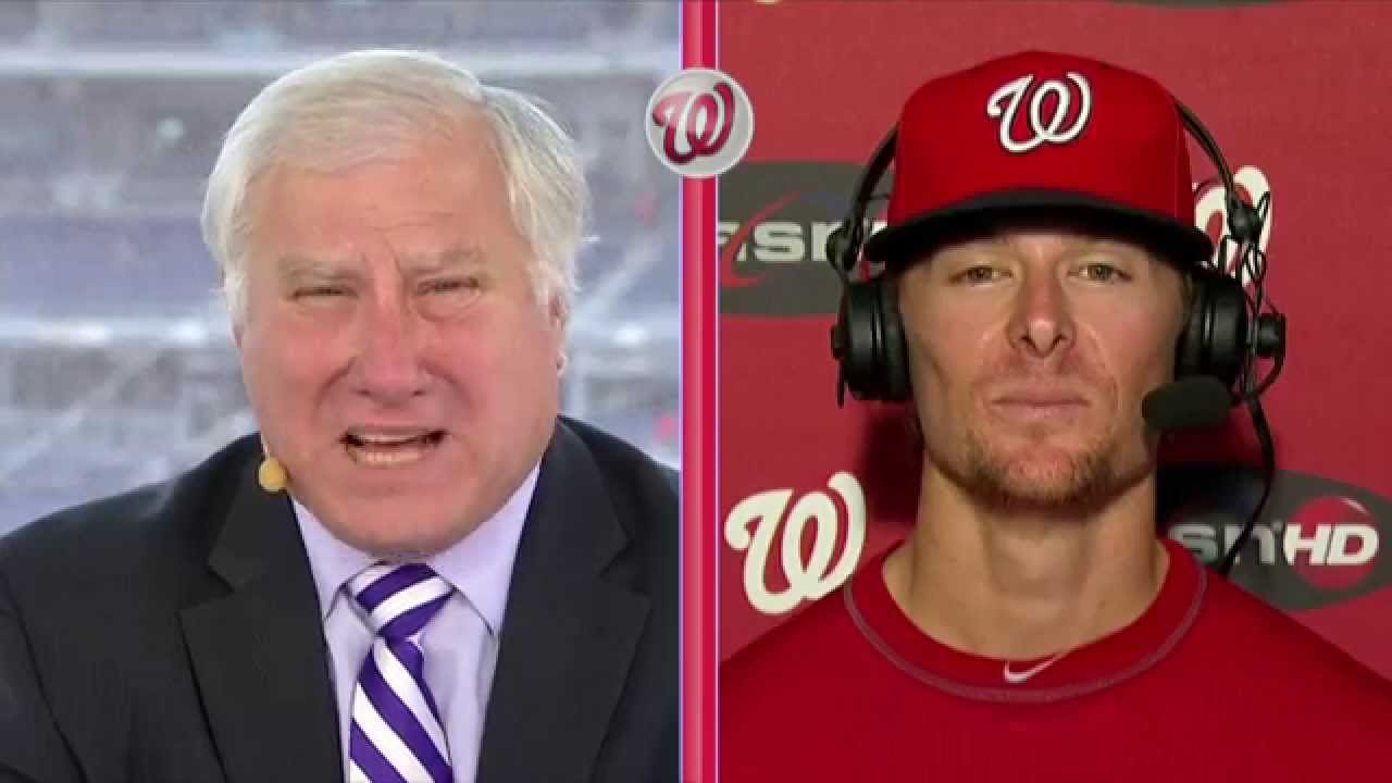 Tyler Clippard talks to Johnny Holliday and Ray Knight after the Nats ...