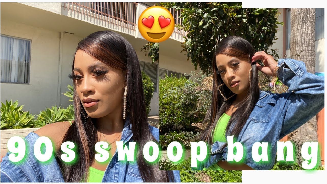 90s Side swoop bang tutorial|everyday wear - YouTube