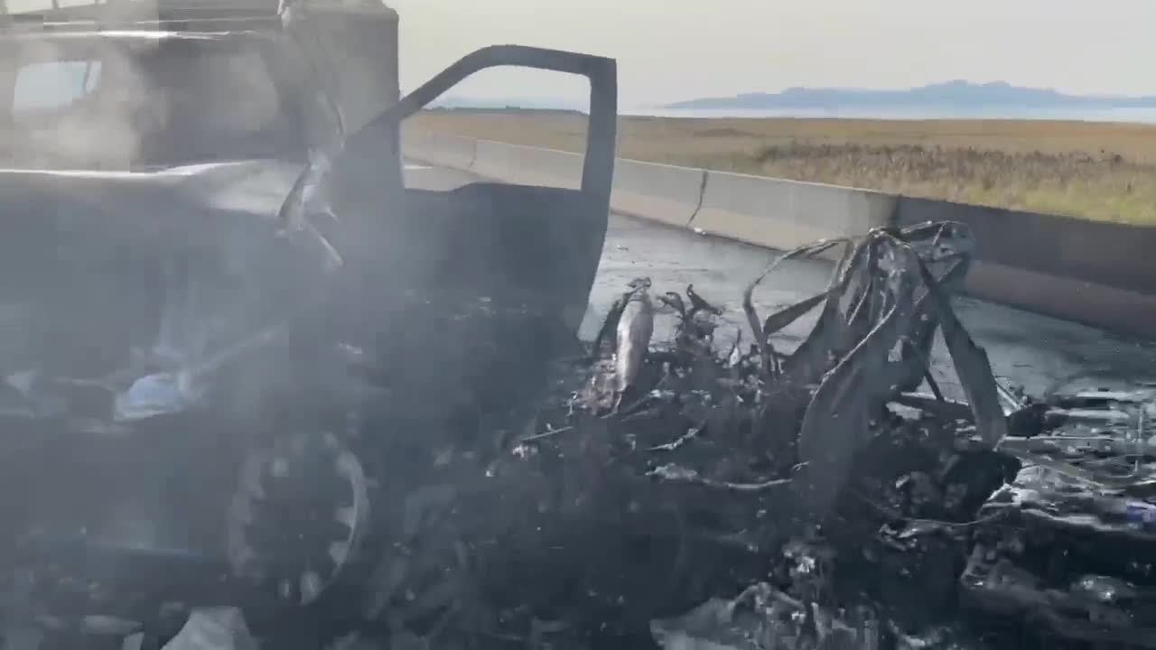 Firefighters extinguish vehicle fire after head-on collision near Great ...