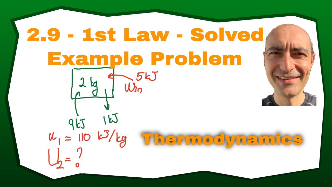 Thermo 2.9 - 1st Law of Thermodynamics - Solved Example Problem - YouTube