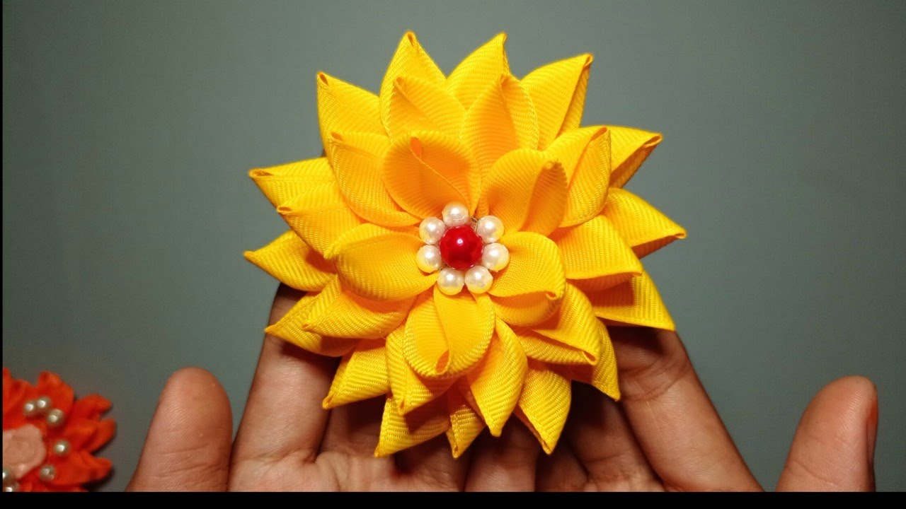 membuat aplikasi bunga 🌼 dari pita || flowers ribbon - DIY tutorial ...