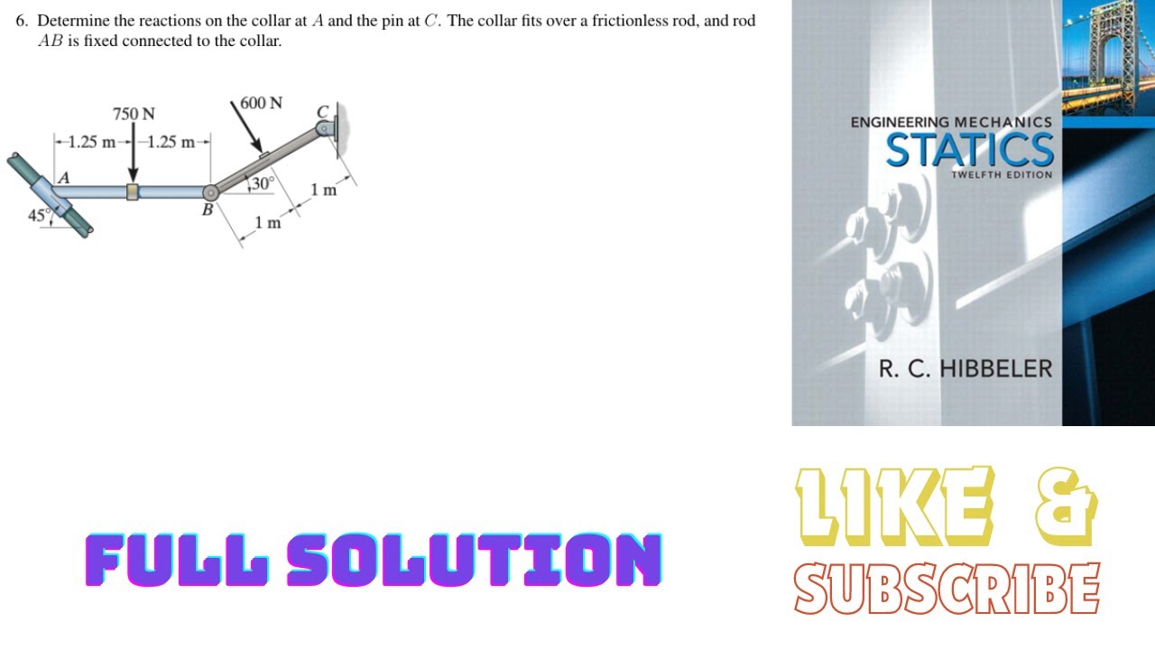 Determine the reactions on the collar at A and the pin at C. The collar ...