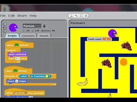 Scratch Pacman game - setting the Pacman's start position - YouTube